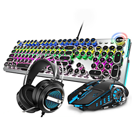 Retro Cyberpunk Style Gaming Mechanical Keyboard/Mouse/Headphone